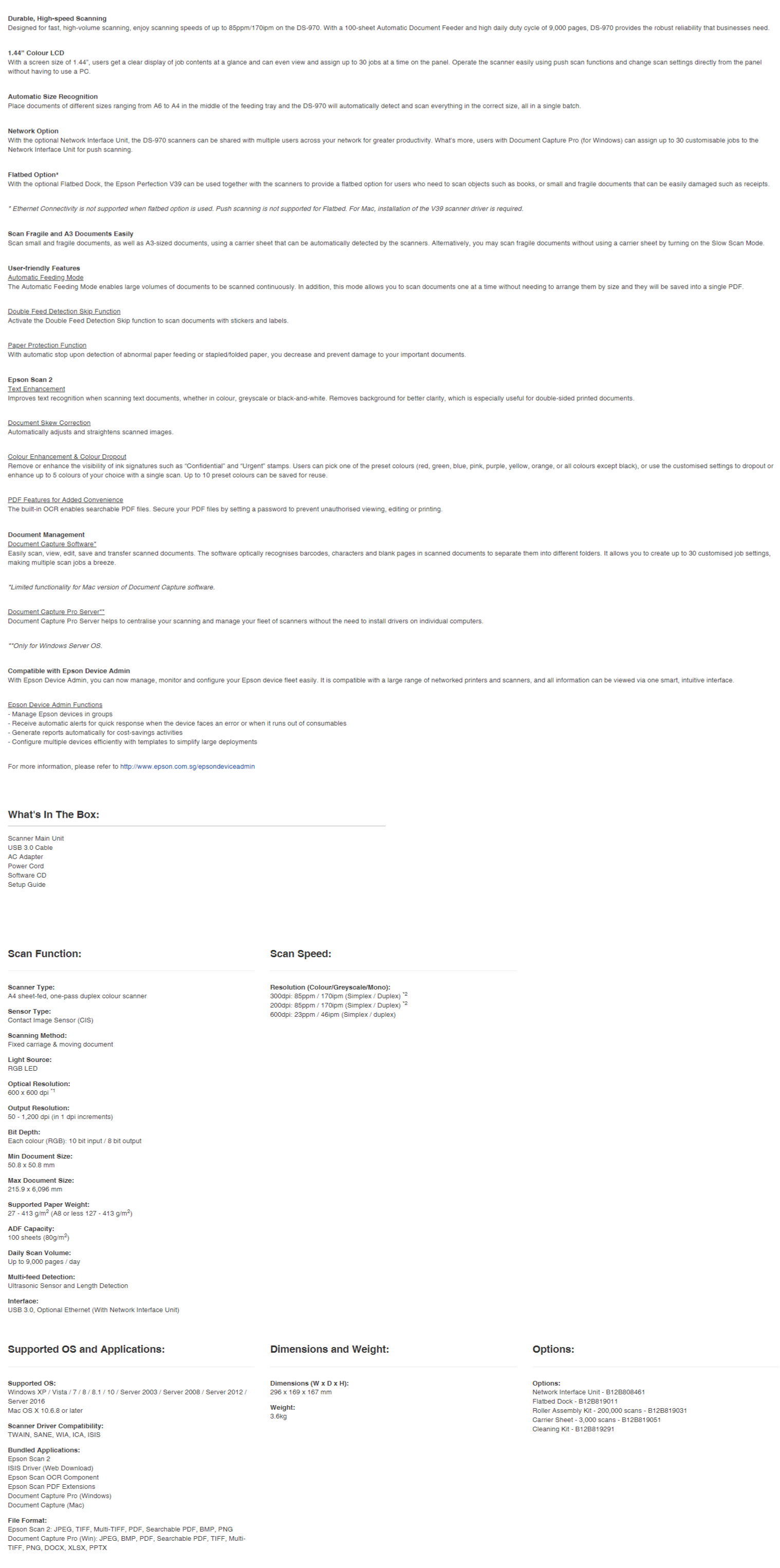 Epson DS-970 WorkForce A4 Duplex Sheet-fed Document Scanner | Pacific Bookstores Pte Ltd