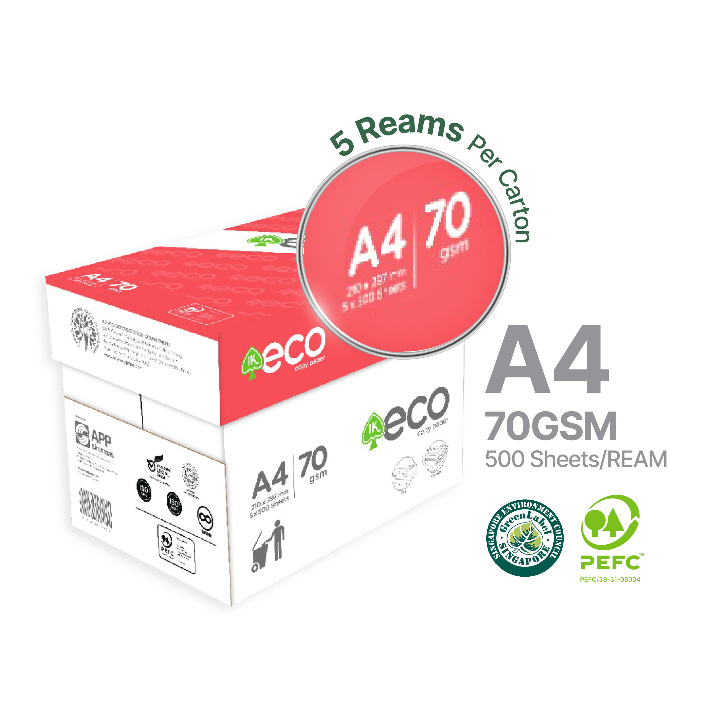 IK Eco Copier Paper A4 70gsm (500Sheets) - CARTON | Pacific Bookstores Pte Ltd